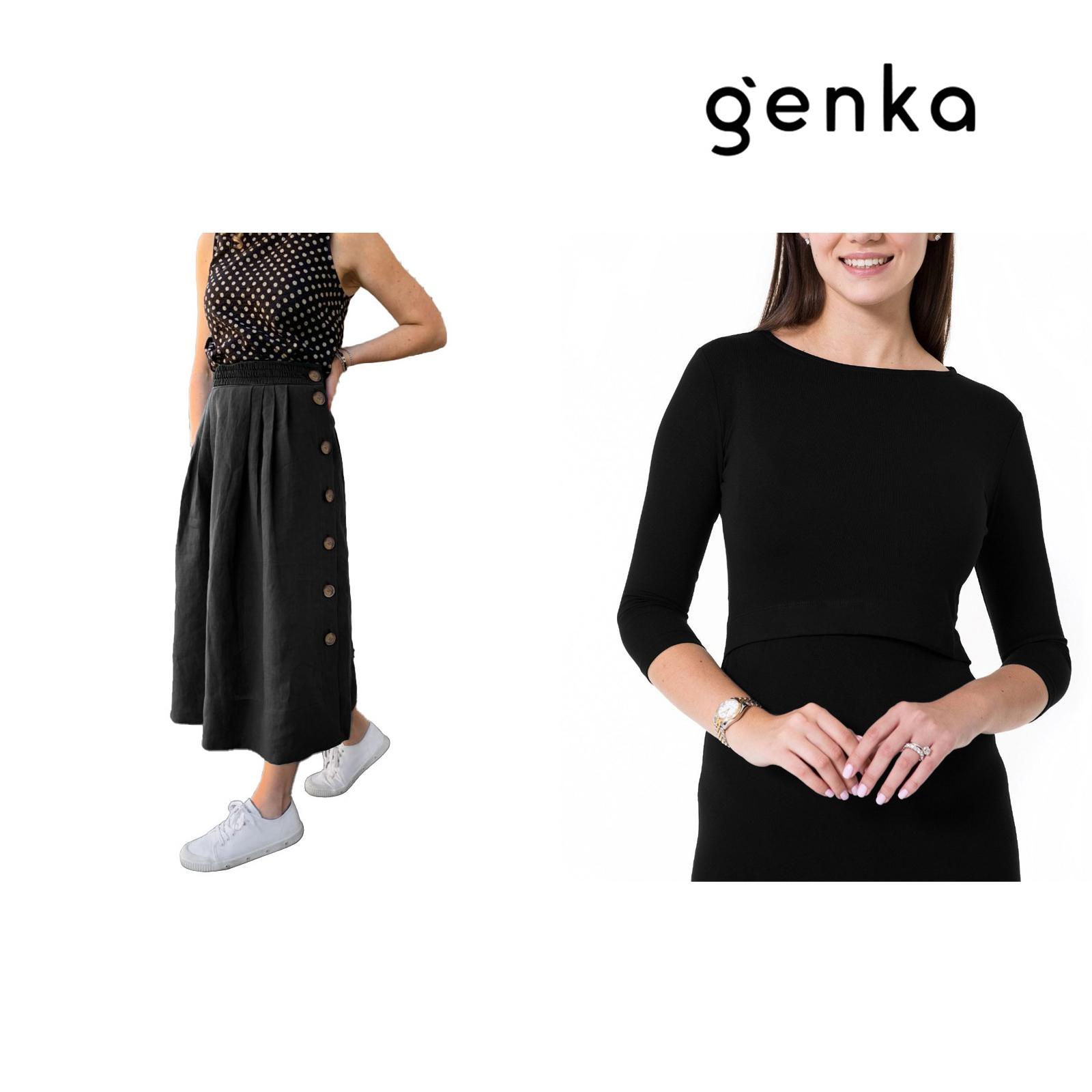 GENKA - One Set Atasan Wanita Chloe & Rok Kancing Carol Midi Skirt - Genka